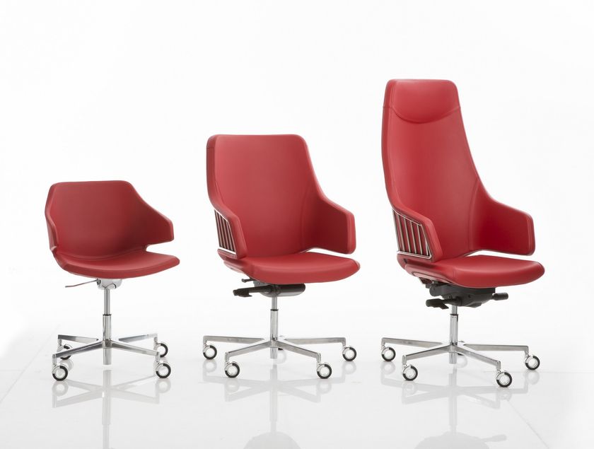 ITALIA Height-adjustable office chair with castors with 5-Spoke base By ...