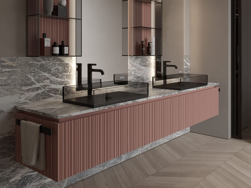 VIACONDOTTI Wall-mounted double vanity unit By Ideagroup