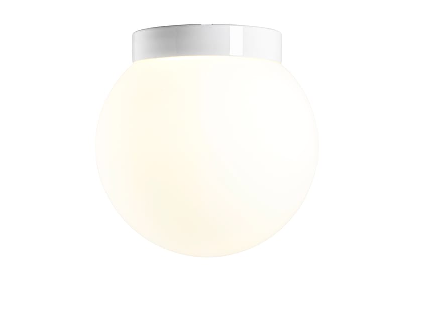 CLASSIC GLOBE SENSOR Matt opal glass and porcelain wall lamp / ceiling ...