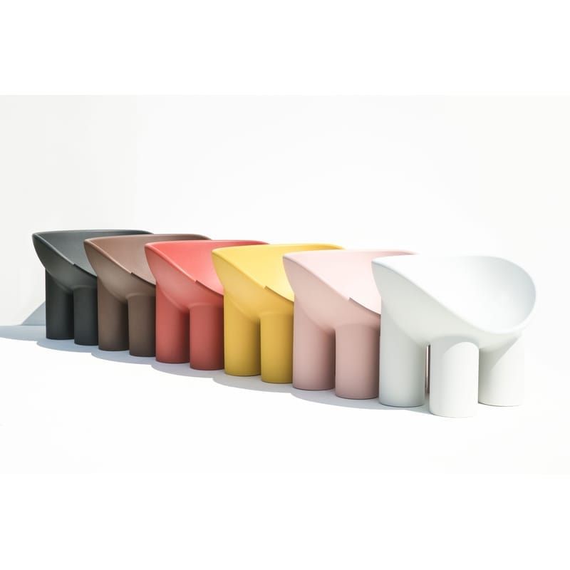 DRIADE - ROLY POLY CONCRETE Polyethylene low lounge chair with armrests ...