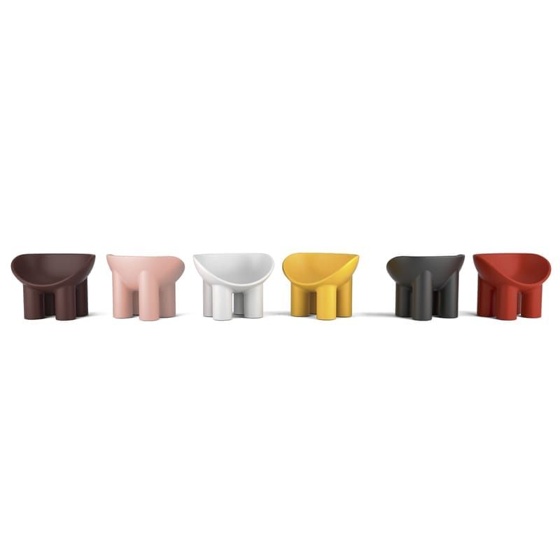 DRIADE - ROLY POLY CONCRETE Polyethylene low lounge chair with armrests ...