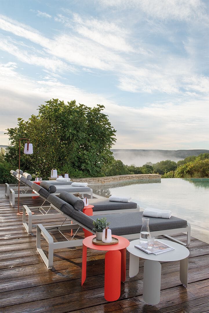 FERMOB - BEBOP RED OCHRE Round aluminium garden side table By In Stock ...