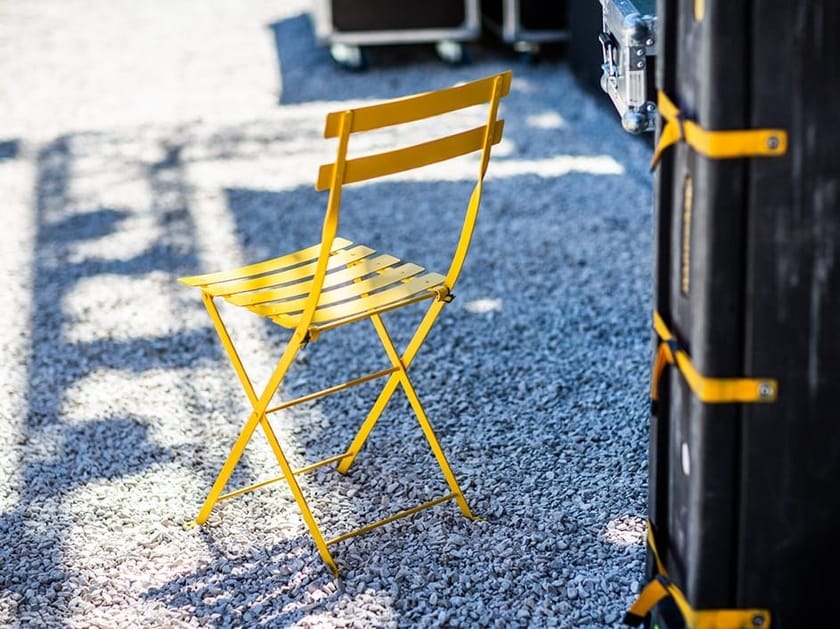 FERMOB - BISTRO CHAIR HONEY Folding steel garden chair By In Stock