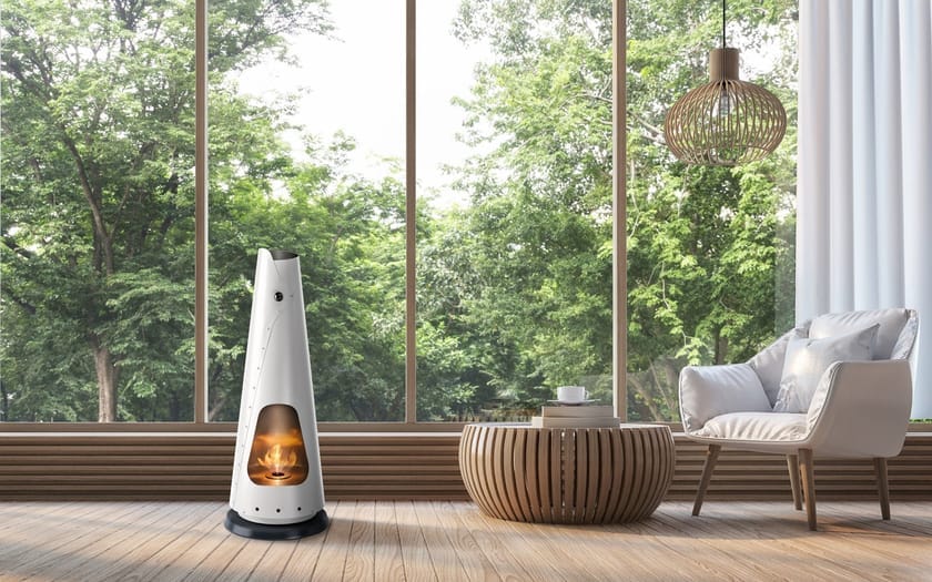 FOCOTTO - CONOTTO FLOOR S WHITE Caminetto freestanding in acciaio inox a bioetanolo By In Stock