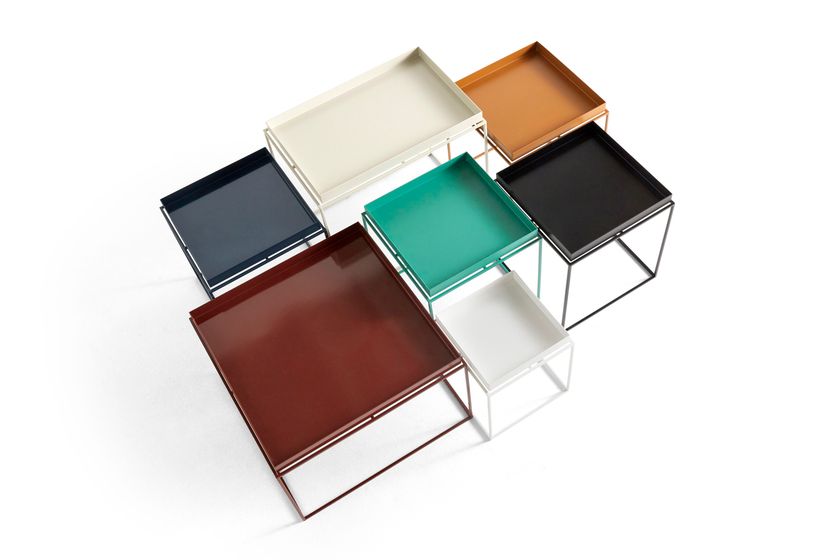 HAY - TRAY TABLE L CHOCOLATE Square steel coffee table with tray By In ...