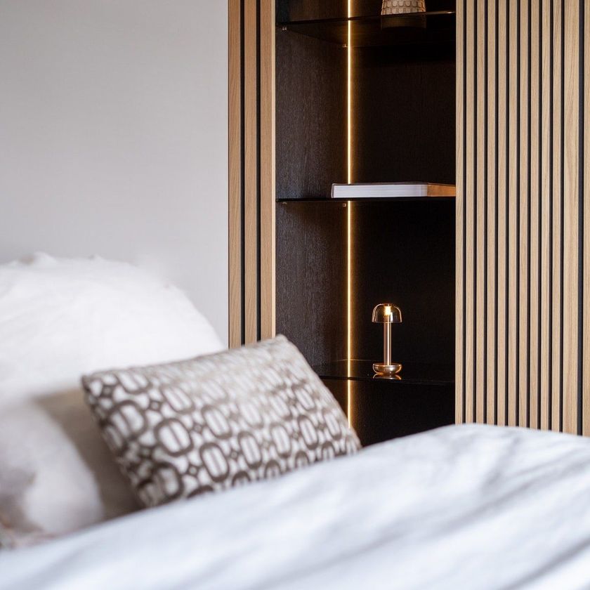 HUMBLE - TWO GOLD SMOKED Aluminium table lamp with dimmer By In Stock