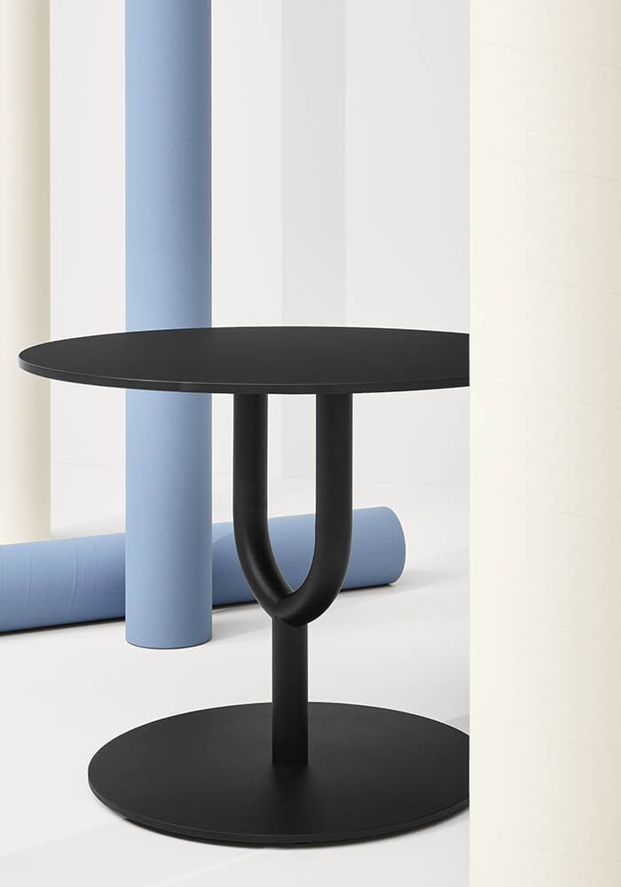 DIAPASON Round steel and wood table By Infiniti