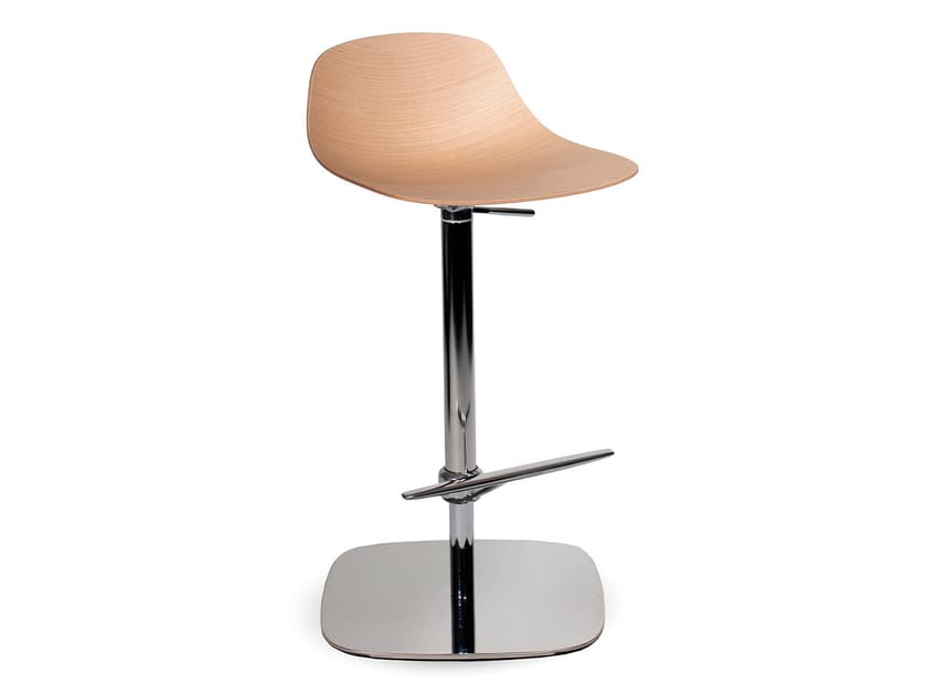 PURE LOOP MINI UPDOWN Plywood stool with back height-adjustable By Infiniti
