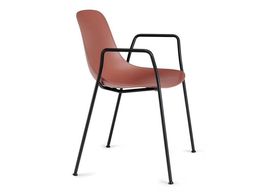 PURE LOOP MONO 4 LEGS WITH ARMS Sedia impilabile in polipropilene con ...