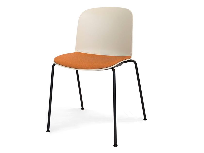 RELIEF 4 LEGS Stackable polypropylene chair with padded seat By Infiniti