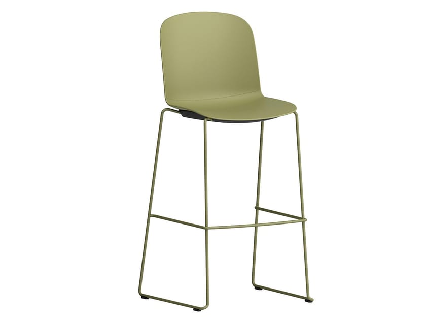 RELIEF SLED STOOL Sled base high polypropylene stool with back By Infiniti