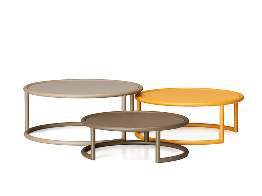 RIM COFFEE TABLE Tavolino impilabile rotondo da caffè in acciaio e ...