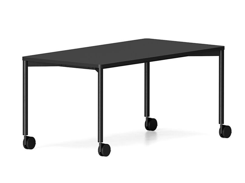 VERSABLE Tavolo rettangolare in acciaio e legno con ruote By Infiniti