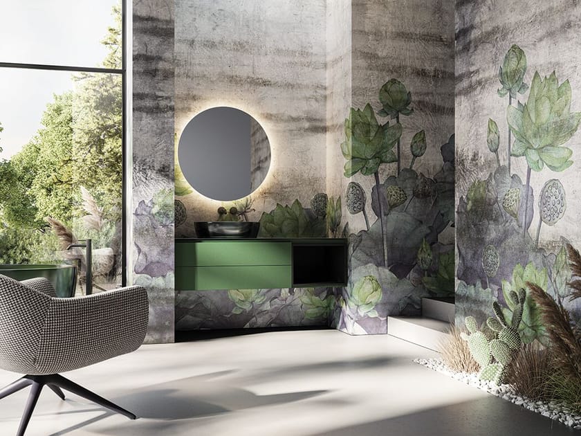 NOVEMBER GREEN Wallpaper with floral pattern By Instabilelab