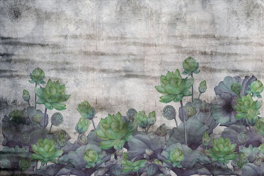 NOVEMBER GREEN Wallpaper with floral pattern By Instabilelab