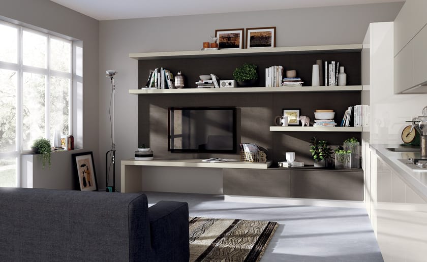 Integrated modular storage units Integrated living rooms Line By Scavolini