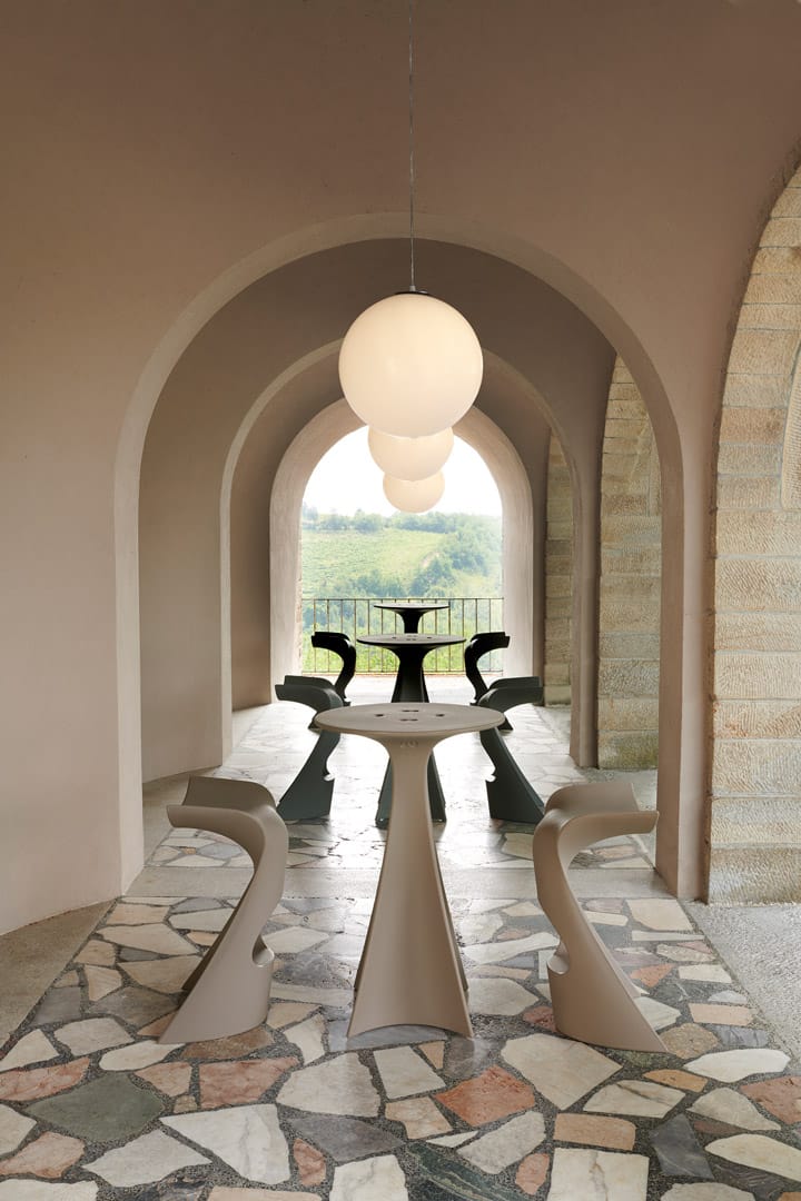 Polyethylene high table JET By SLIDE design Karim Rashid