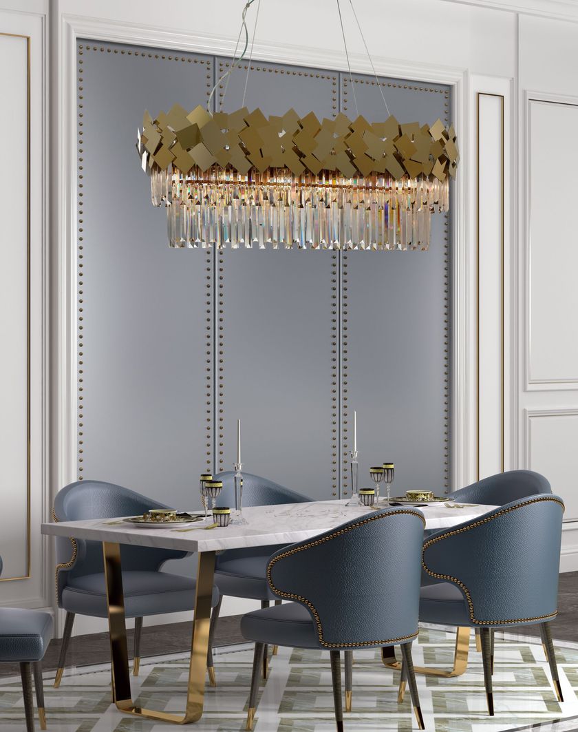 HEMERA Stainless steel pendant lamp with crystals By K-Lighting