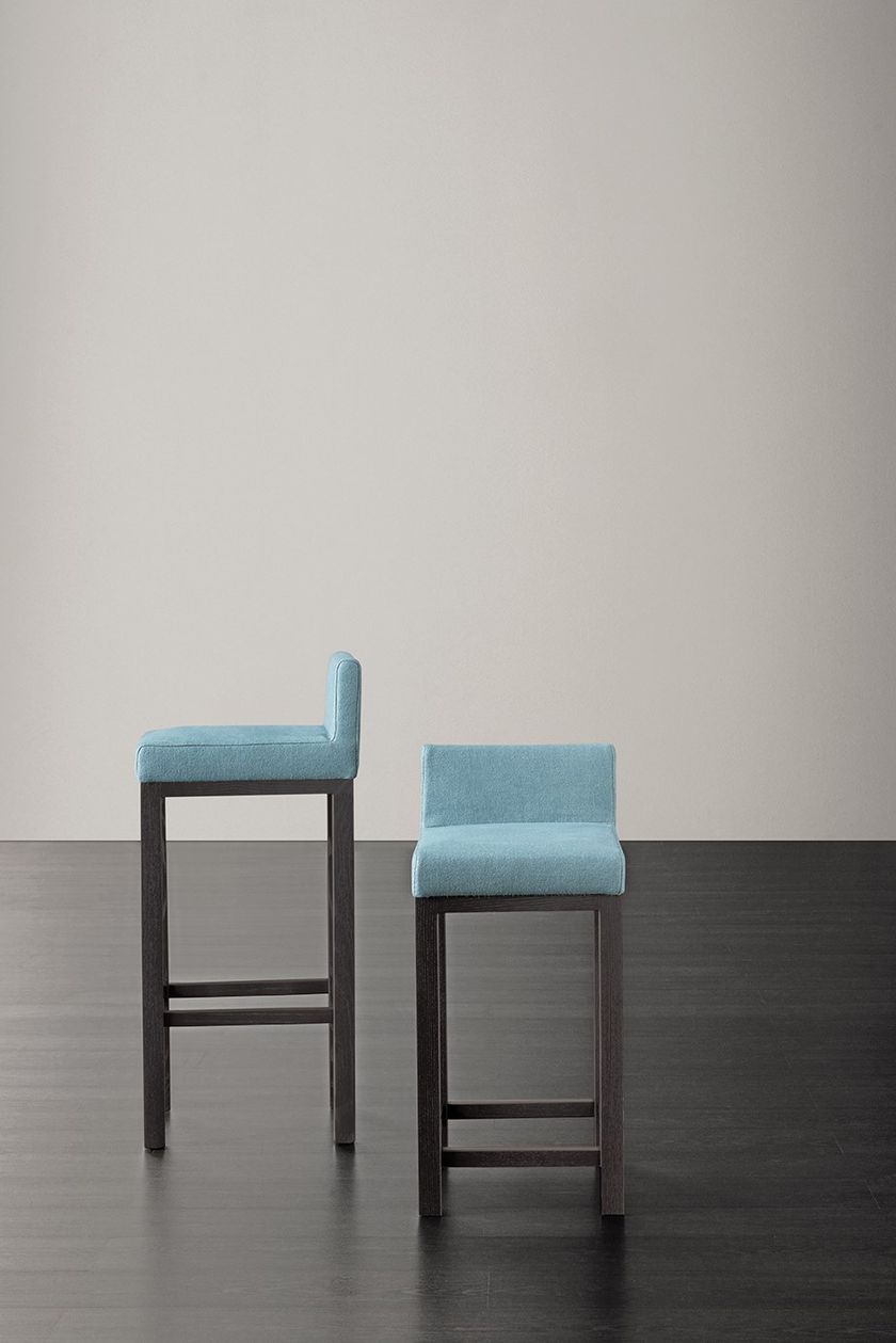 High upholstered fabric stool with footrest KAGE By Meridiani