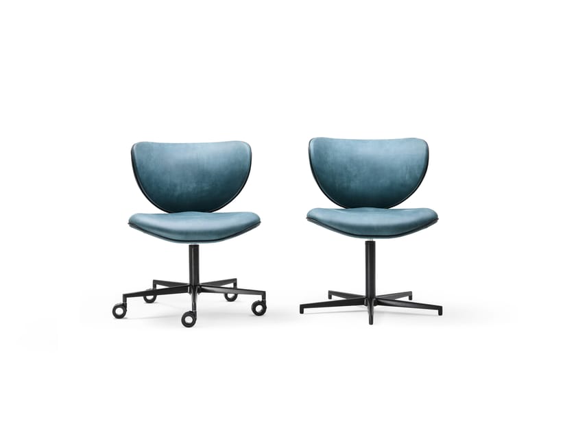 KALIDA OFFICE | Chair Swivel leather chair with 5-spoke base By Black ...