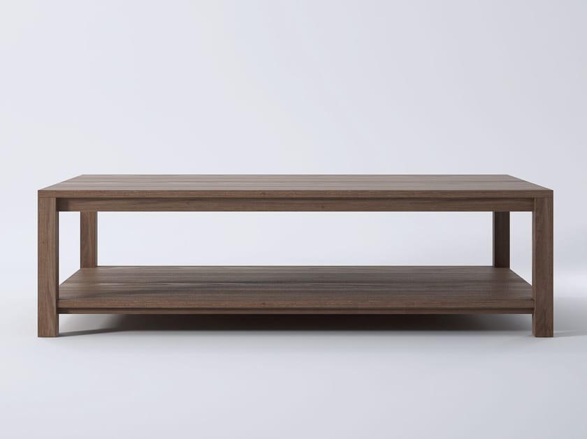 SOLID Rectangular wooden coffee table with integrated magazine rack By ...