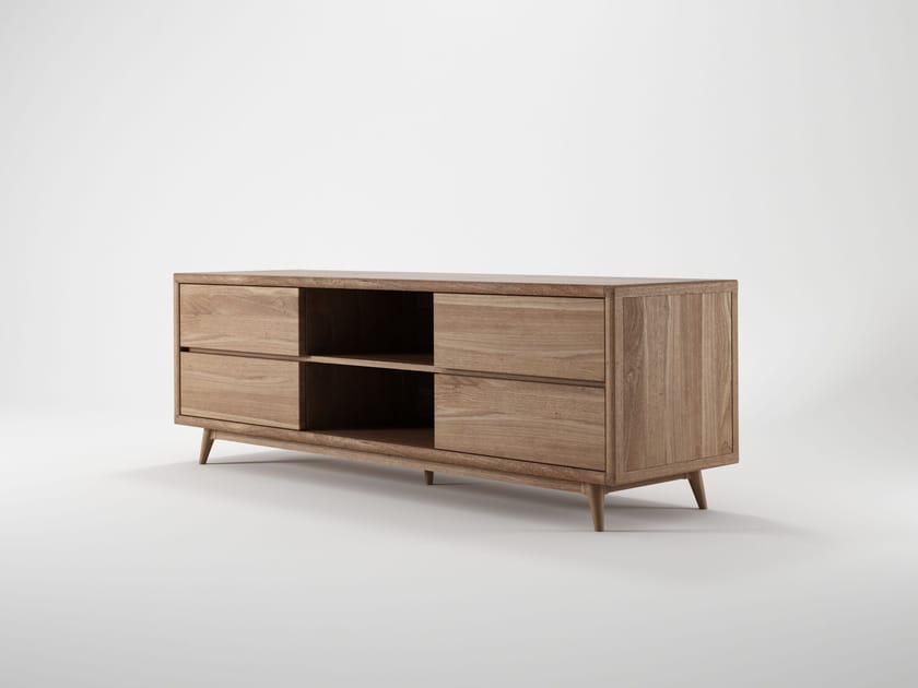 VINTAGE Low wooden TV cabinet By KARPENTER | design Hugues Revuelta