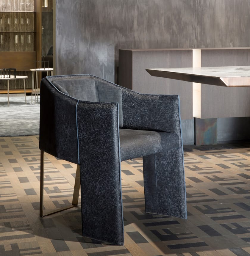 KETCH Upholstered leather chair with armrests By Henge | design Massimo ...