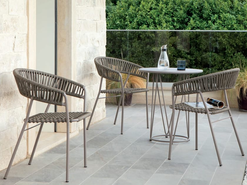 KEY WEST Rope and metal chair with armrests By Vermobil