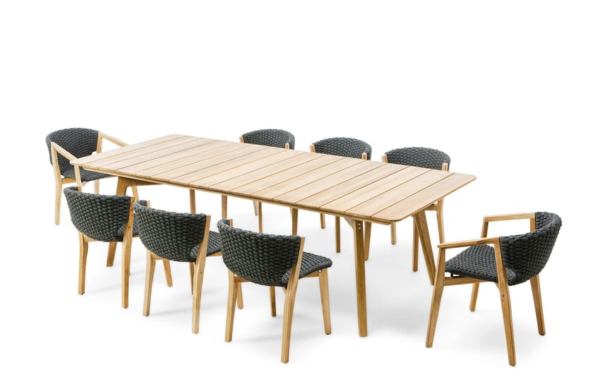 KNIT Rectangular wooden garden table By Ethimo