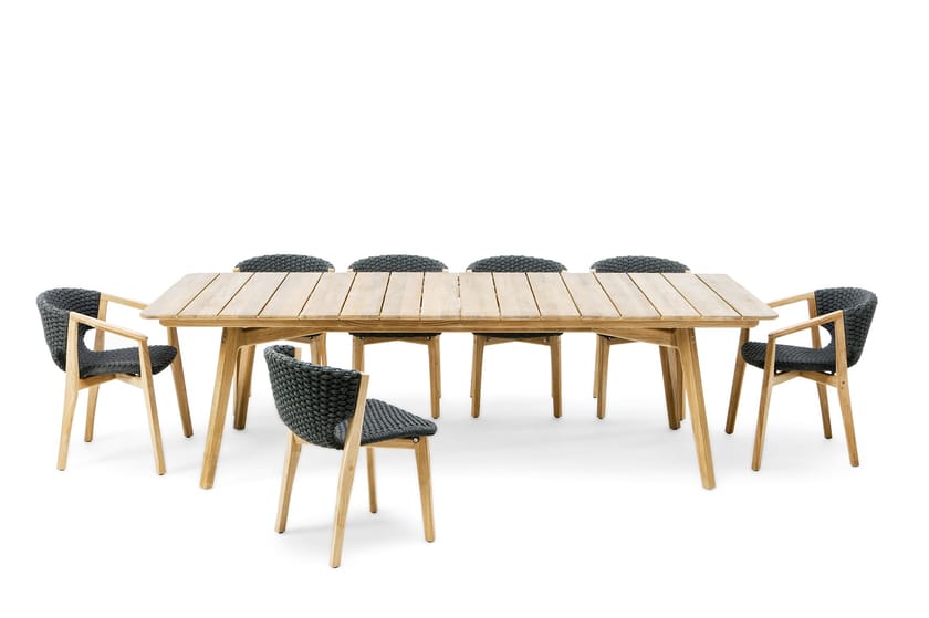 KNIT Rectangular wooden garden table By Ethimo
