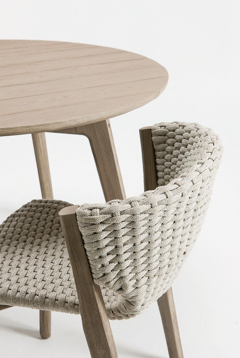 KNIT Round teak garden table By Ethimo | design Patrick Norguet