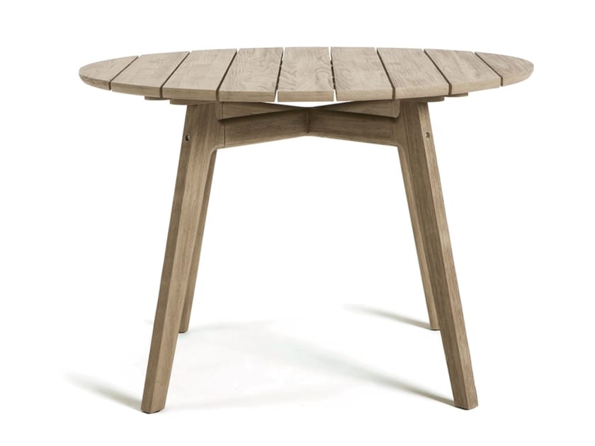 KNIT Round teak garden table By Ethimo | design Patrick Norguet
