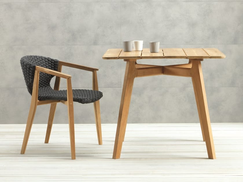 KNIT Square teak garden table By Ethimo | design Patrick Norguet