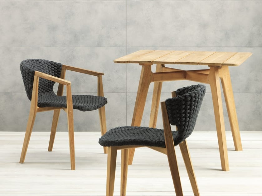 KNIT Square teak garden table By Ethimo | design Patrick Norguet