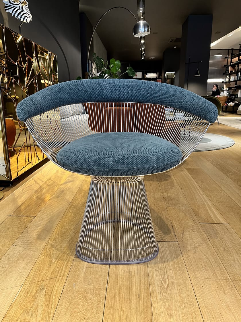 KNOLL - PLATNER TEAL-NICKEL Steel chair with armrests By In Stock ...