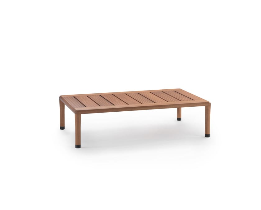 KOBO OUTDOOR Rectangular iroko garden side table By Flexform | design Patrick Norguet