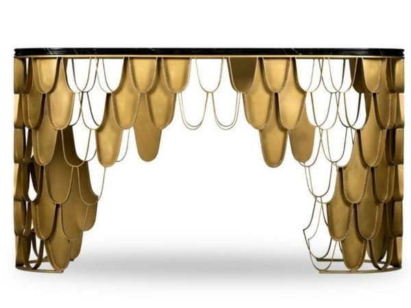 KOI Oval brass console table By BRABBU