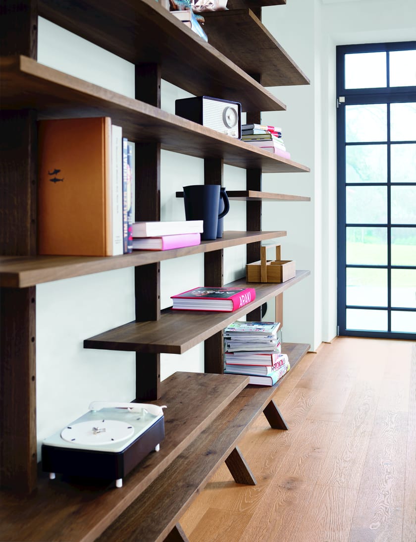 Open wall-mounted wooden shelving unit KS01 By JANUA