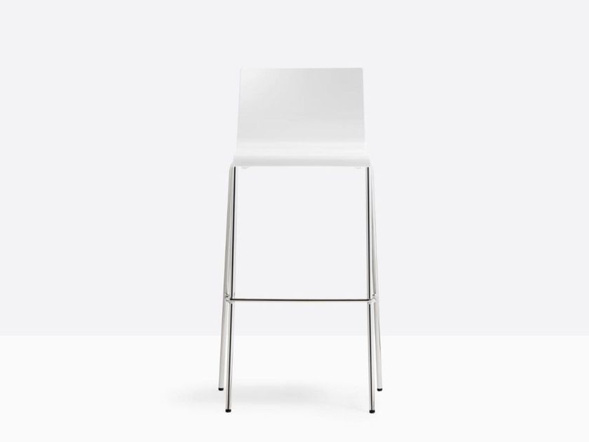 Tanned leather stool KUADRA 1332/F Kuadra Collection By Pedrali