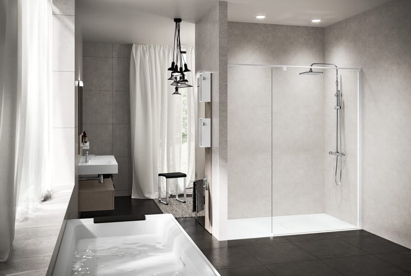 Parete fissa in alluminio e vetro temprato KUADRA H - NOVELLINI