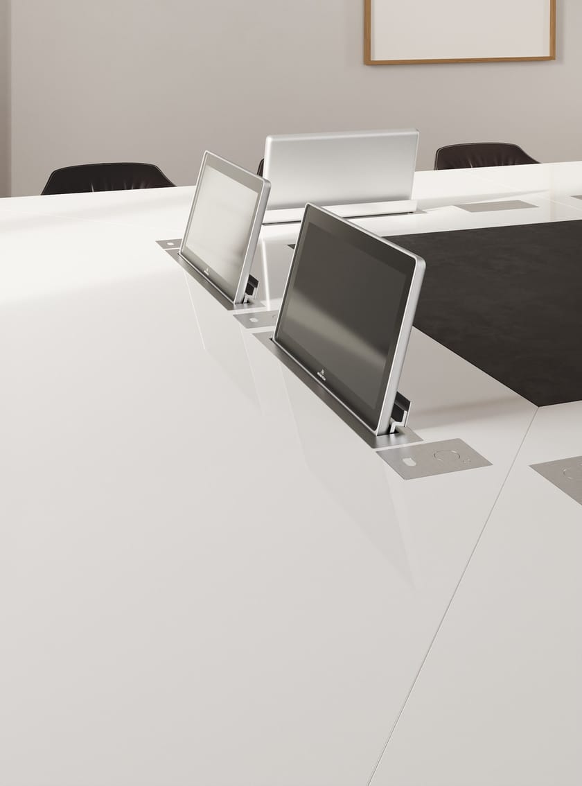 KUBO MEETING Mesa de reunión rectangular de chapada en madera con ...