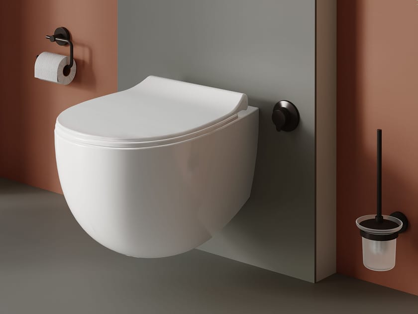 SPIRIT Wall-hung rimless toilet with bidet By Kaleseramik