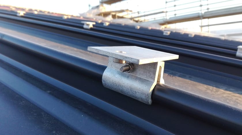 Support for photovoltaic system Kalzip Seap Clip By KALZIP