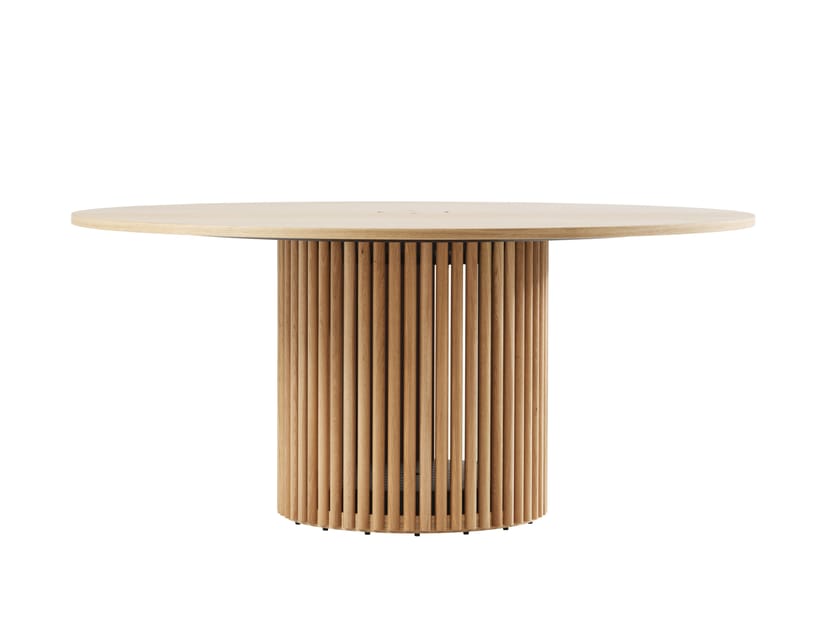 OPERA Round meeting table with electrical outlets By Karl Andersson
