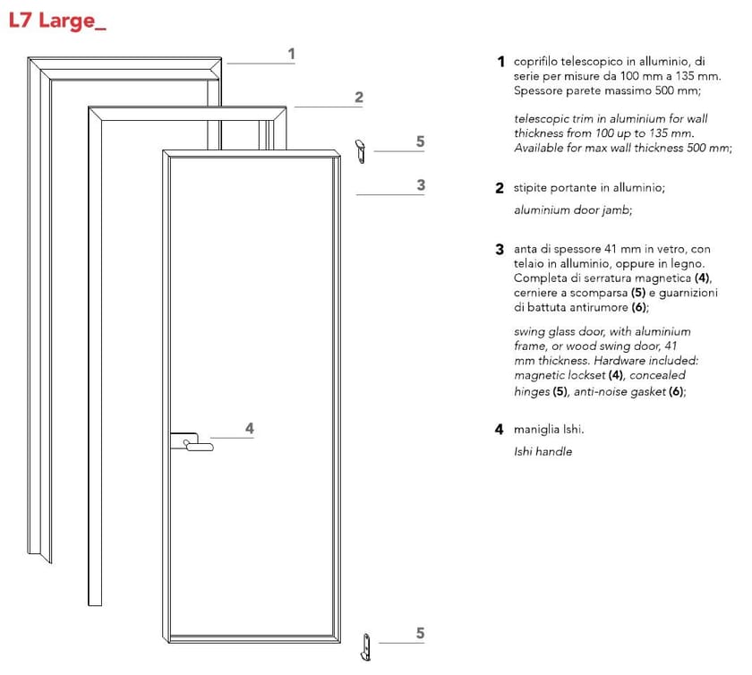L7 LARGE Hinged aluminium door with concealed hinges By Lualdi | design ...