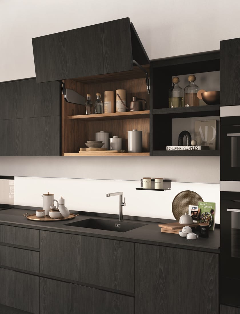 LA CUCINA Wood veneer kitchen with integrated handles By Riva 1920 ...
