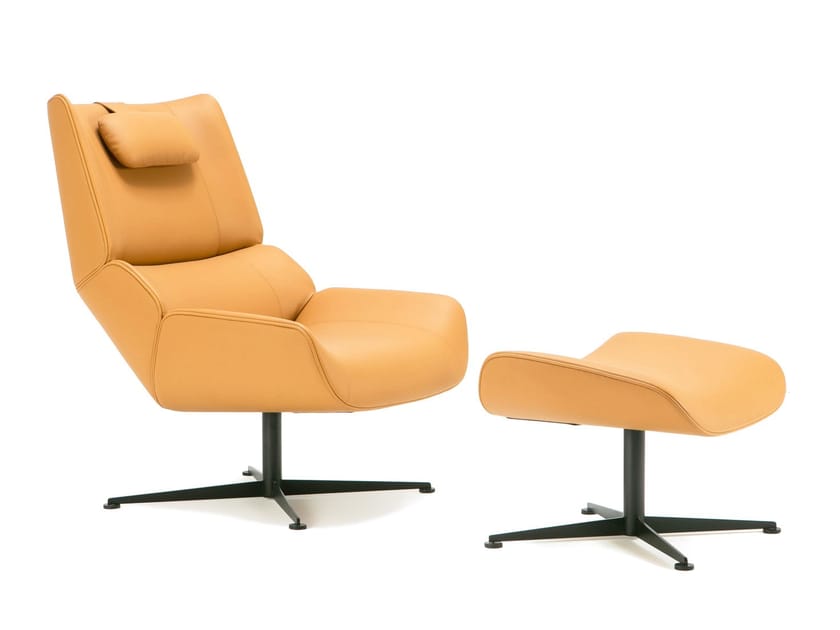 LAB With 4-spoke base upholstered Eco-leather footstool By Como ...