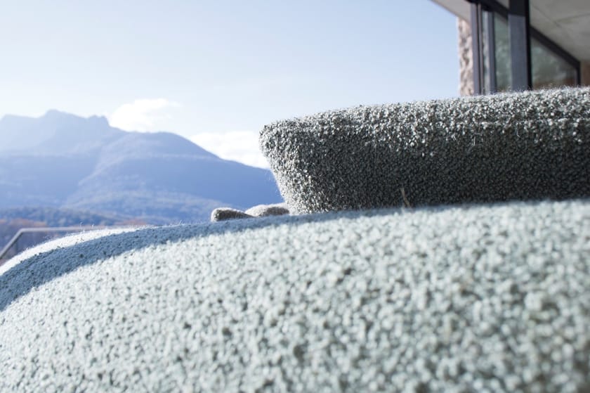 LAB ORGANIC Curved double-sided fabric sofa By Crearte Collections