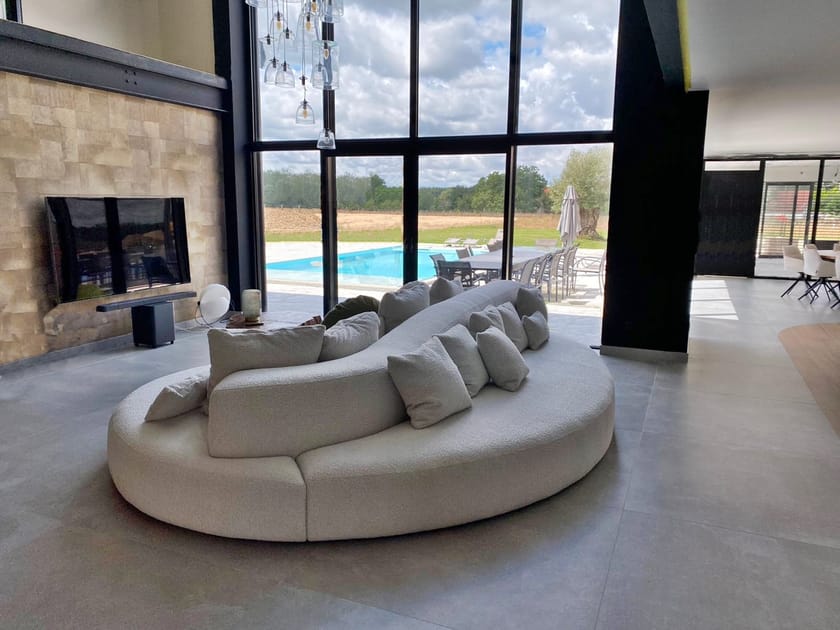 LAB ORGANIC Curved double-sided fabric sofa By Crearte Collections