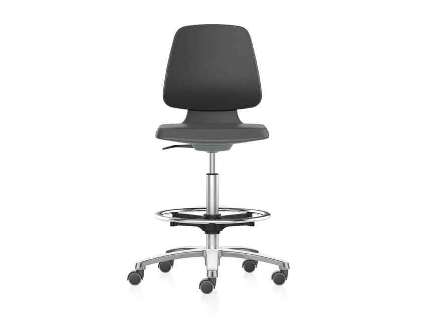 Work chair with 5-Spoke base, casters and footrest LABSIT 9125 By bimos ...